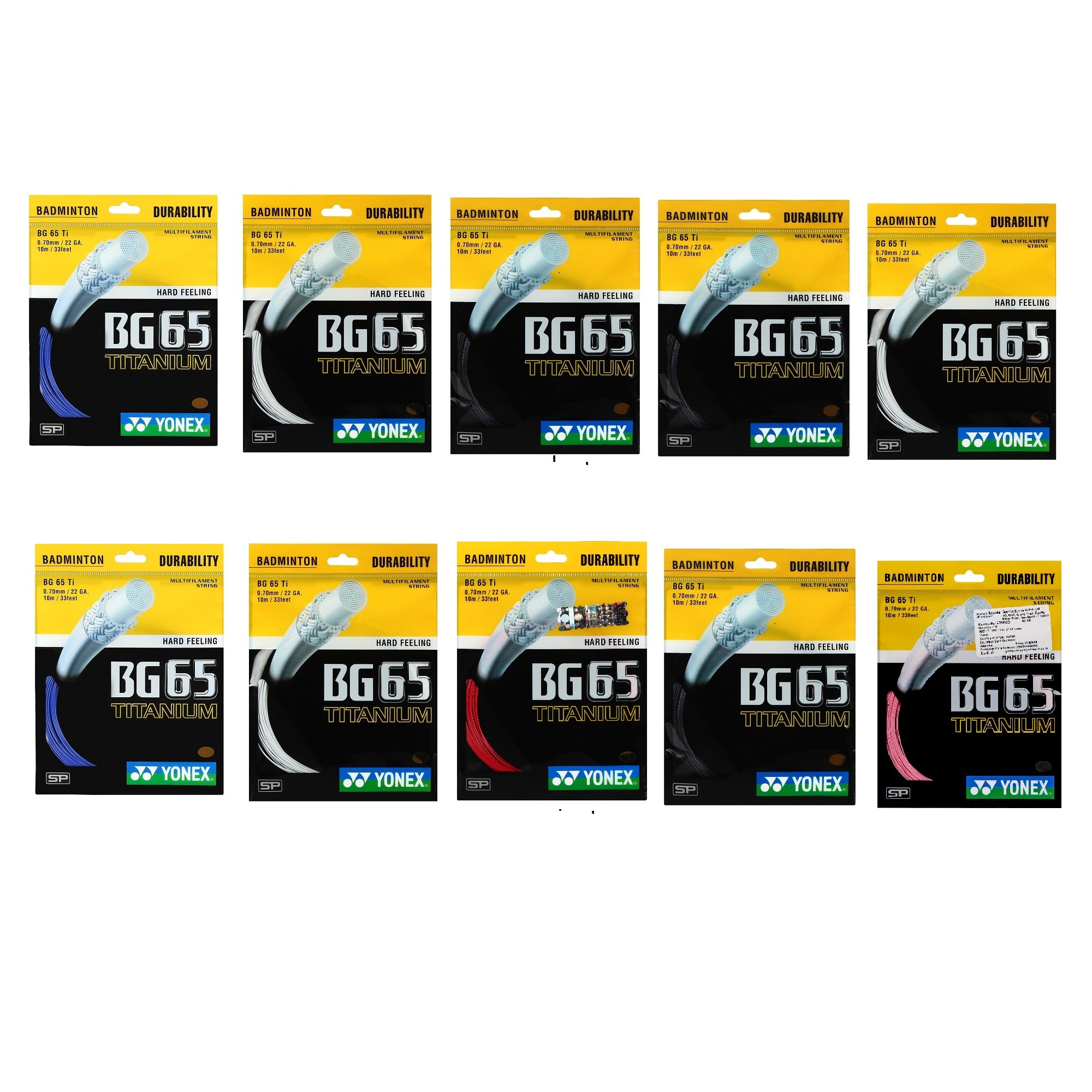 Yonex BG 65 Titanium Badminton String (Pack of 10 String)